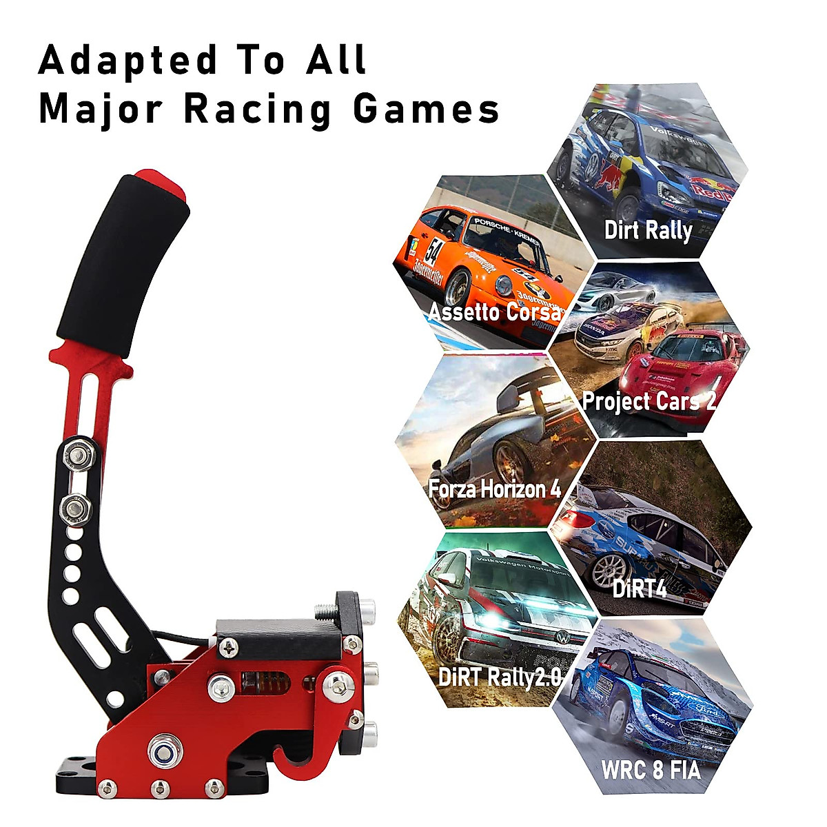 Mkbve 14Bit PC USB Handbrake - Sim Racing Handbrake for Logitech G920 G29 G25 G27 T500 T300 FANATECOSW Dirt Rally(Red Without Clamp)