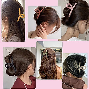 Large Hair Claw Clips 6 Color Hair Clips 4.3 Inch Nonslip Hair Jaw Clamp Strong Hold Matte Butterfly Banana Barrette Hair Styling Accessories for Women Girls Thin Thick Fine Hair