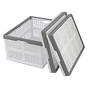 Inhouse 34 Quart Collapsible Milk Crates, Foldable Plastic Container Bin, 3 Packs, F