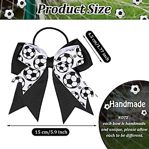 10 Hair Accessories - Soccer Hair Bows, Elastic Ponytail Holders, and Sport Hair Ties for Girls Players and Teams (Black and White)
