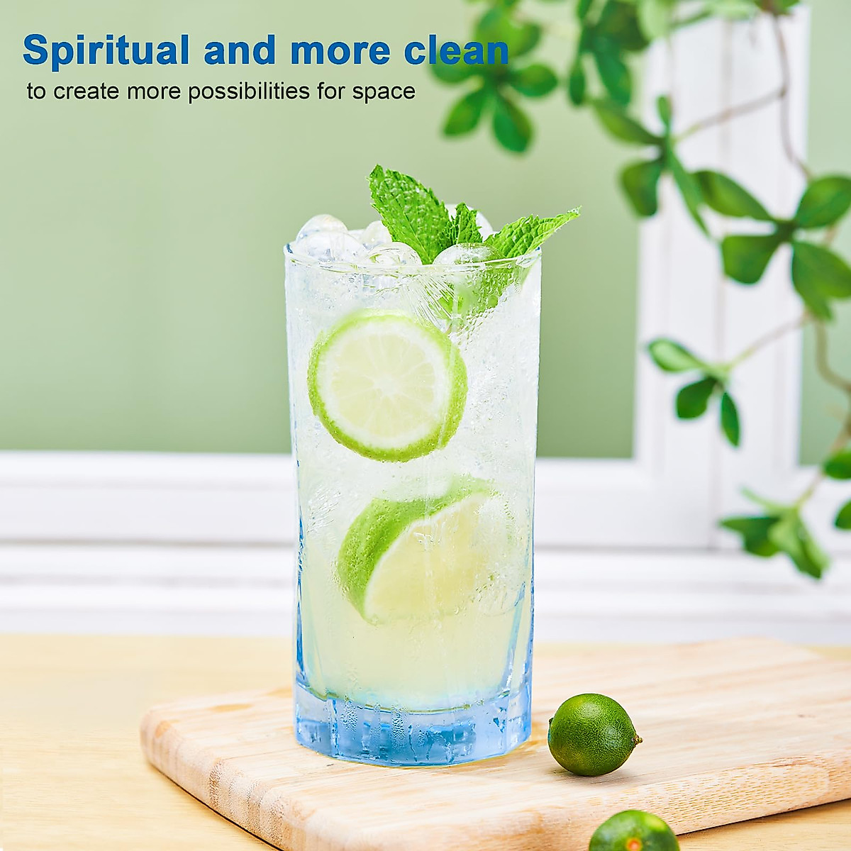 CREATIVELAND Geometric Shapes Glass Drinking Glasses Set of 6, 13.5 OZ Solid Blue Color Glass Tumbler Glassware for Water, Juice, Different Options for Home, Restaurant, Hotel, Bar