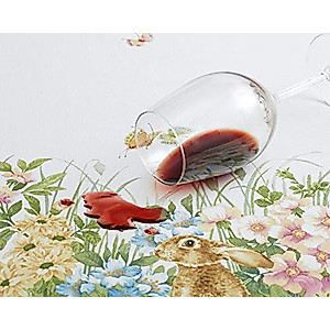 Benson Mills Blooming Bunnies Fabric Easter Tablecloth, Spillproof Indoor/Outdoor Spring and Easter Table Cloth (Blooming Bunnies, 60" X 120" Rectangular)