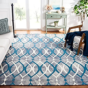 SAFAVIEH Dip Dye Collection 9' x 12' Grey/Ivory Blue DDY534J Handmade Modern Premium Wool Area Rug