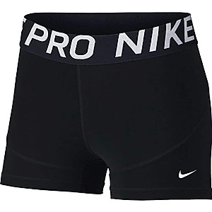 Nike Women's Pro 3" Training Shorts (Large, Black White)