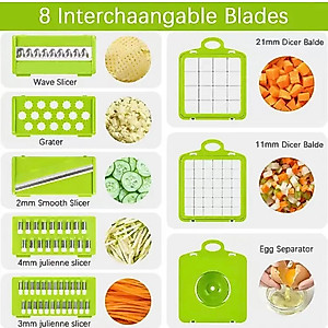 Vegetable Chopper Pro Food chopper – 14 in 1 multifunctional Onion Chopper, Kitchen Vegetable Slicer Dicer, 8 blade Vegetable Slicer Mini Food Processor – Multifunction Mandoline Slicer for Kitchen