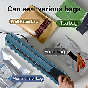 Metal body,Impulse Sealer 8 inch, Manual Heat Sealer Machine for Plastic Bags, Shrink Wrap Bag Sealers Heavy Duty Sealing Machine With Repair Kit (Blue)