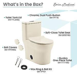 Swiss Madison Well Made Forever SM-1T111BQ, Burdon One Piece Square Toilet Dual Flush 1.1/1.6 gpf in Bisque