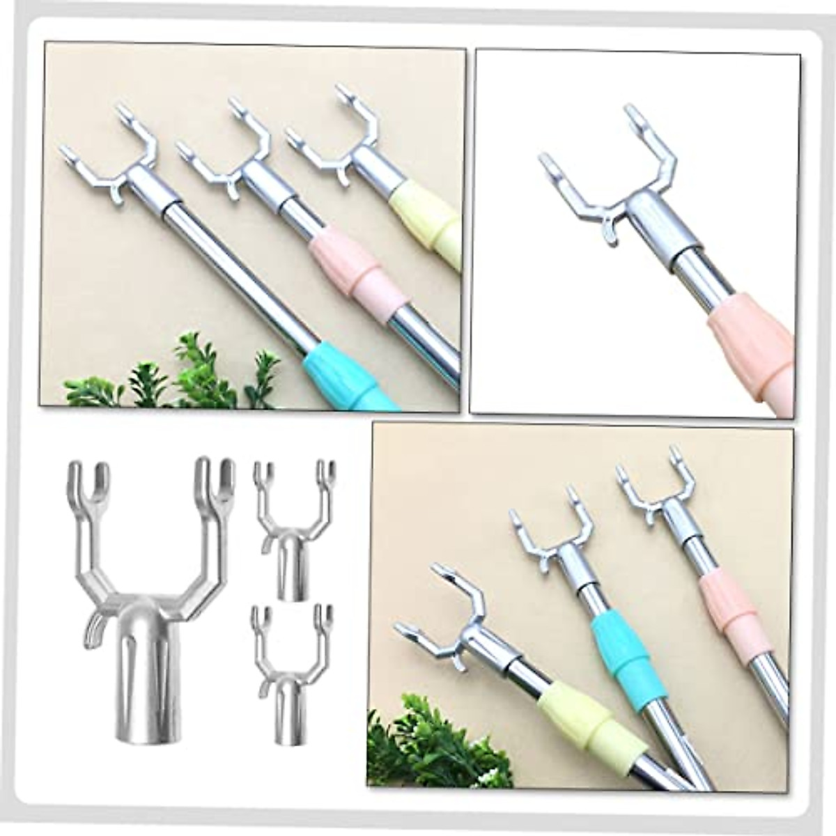 BUGUUYO 3pcs Clothes Rail Fork Drying Rack Clothing Drying Rack Clothes Curtain Hanger Garment Hook Pole Heads Reach Stick Pole Heads Clothesline Pole Head Clothes Fork Head Pole Parts