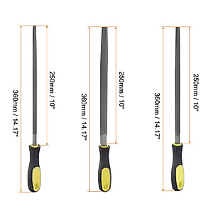 HARFINGTON Metal File Set 10" High Carbon Hardened Steel Cut Hand Rasp with Plastic Handle for Deburring and Removing Material (Round, Half-Round, Triangular, Flat, Square)