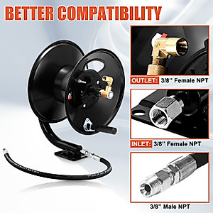 Tool Daily Pressure Washer Hose Reel, 100 FT Heavy Duty Steel Hose Reel for Power Washer