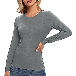 Urban CoCo Womens Crewneck Slim Fitted Long Sleeve T-Shirt Solid Tight Tunic Tops (Dark Grey, XL)