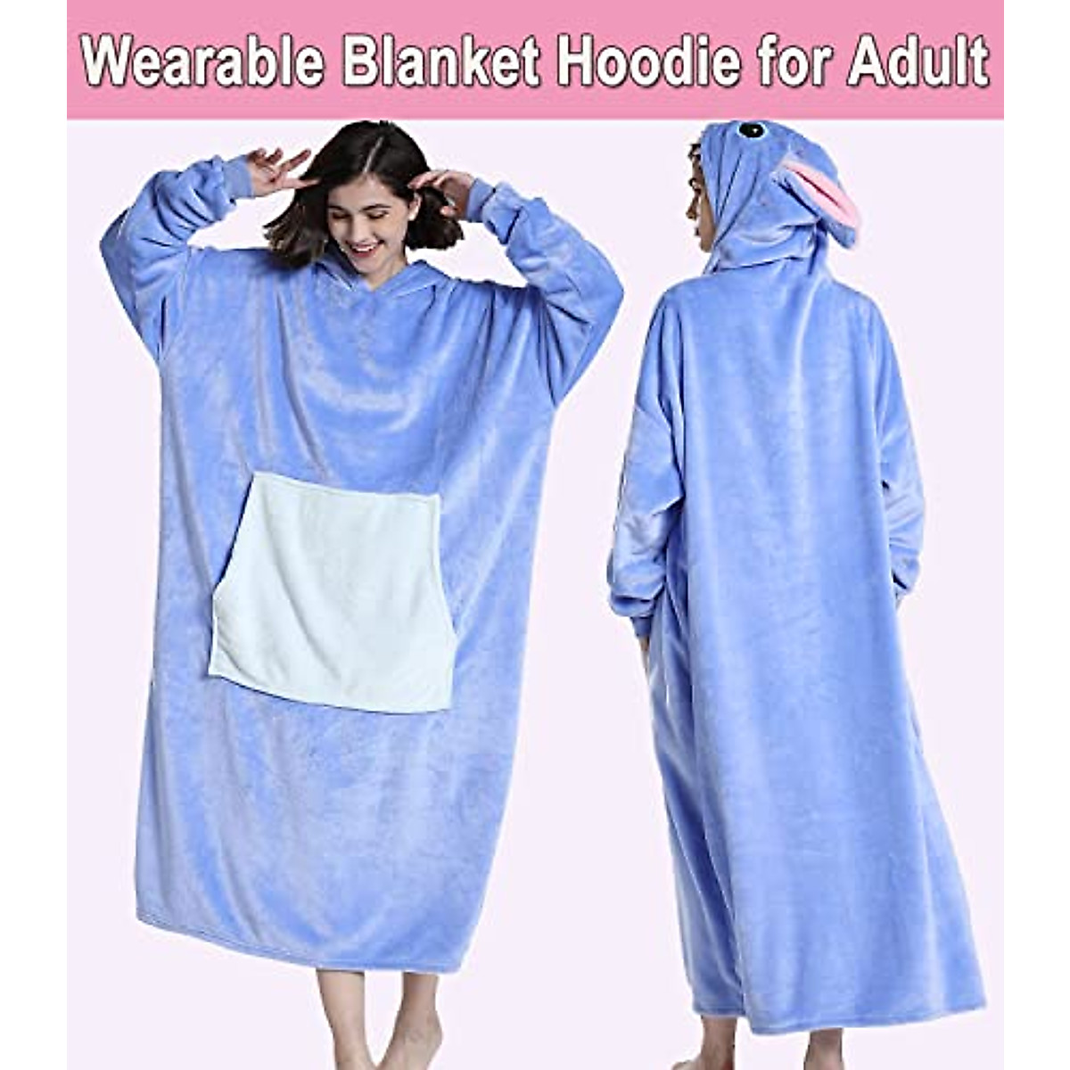 Animal Wearable Blanket Sweatshirt Unisex Oversized Animal Hoodie Blanket Thick Warm with Giant Pocket