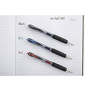 uni-Ball Signo Gel 207 Retractable Gel Pens, Medium Point, 0.7 mm, Clear Barrels, Black Ink, Pack of 12, Packing may Vary.