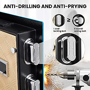 Marcree Biometric Fingerprint Safe Box, 2.0 CUFT Fingerprint Security Safe Box with Combination Lock and Voice Prompt and Dual Warning and Private Inner Cabinet for Money Documents Valuables