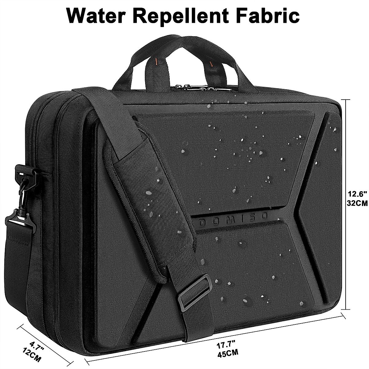 DOMISO 17 Inch Business Laptop Briefcase Water-Repellent Shockproof Protective Messenger Shoulder Bag Travel Bag Compatible with 17"-17.3" Notebooks/Dell/Acer/HP/MSI/ASUS, Black