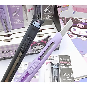 Utility Knife Box Cutter for Office or Home with Cute Kitty Figure on the Top (Purple)