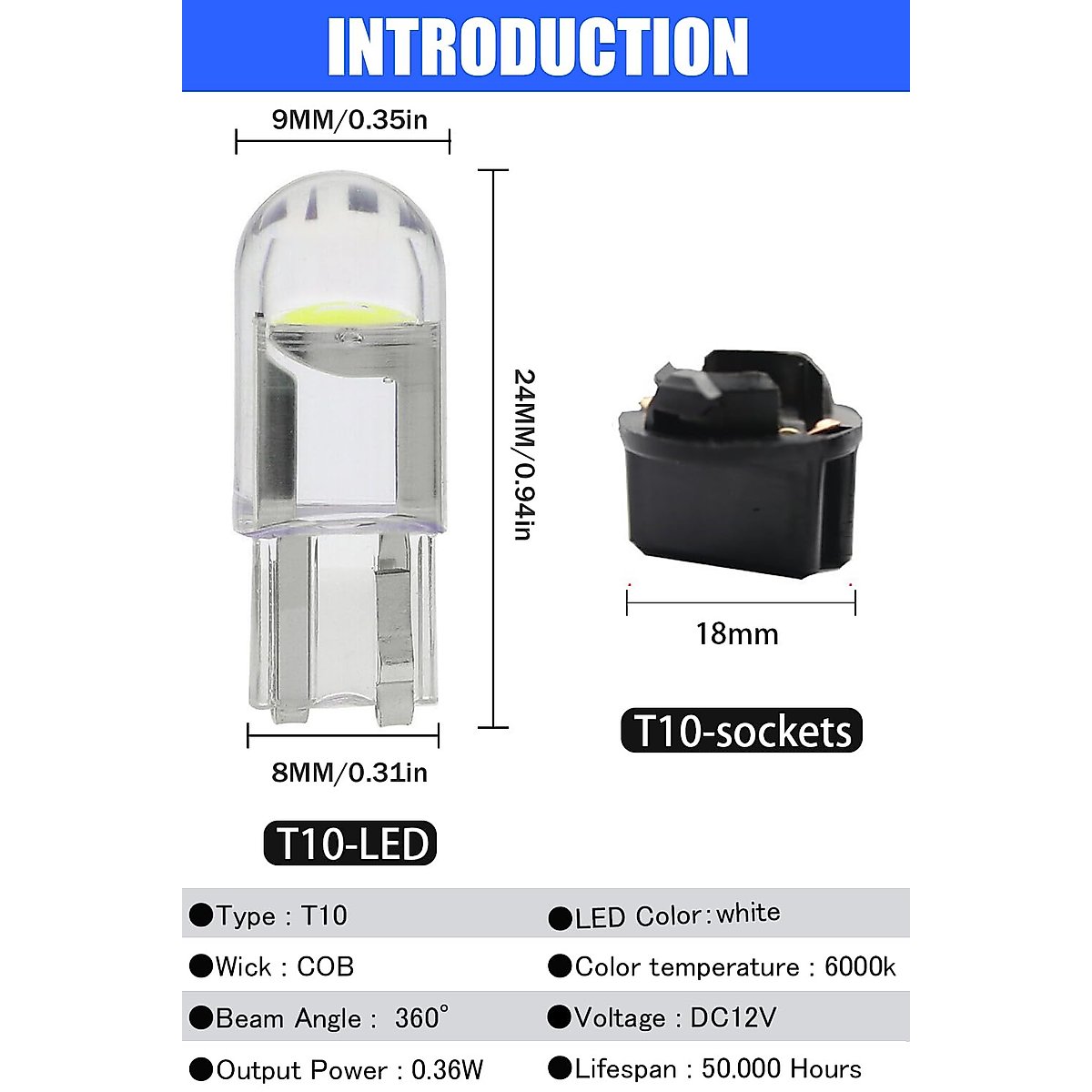 LETINGFAR 194 LED Bulb Dash Instrument Lights Bulbs with T10 194 168 Twist Lock Socket, Super Bright T10 194 Instrument Panel Gauge Cluster Dashboard LED Light Bulbs 12V (White（20+5）)