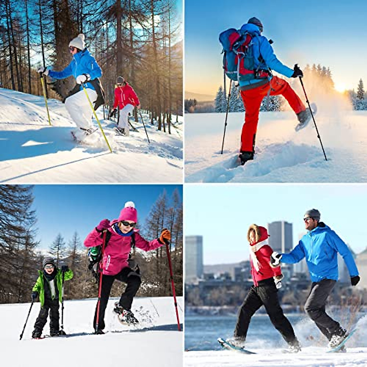 TLGREEN 3-in-1 Snowshoes for Men Women Youth Kids, Aluminum Alloy Snow Shoes with Trekking Poles and Carrying Bag, Lightweight Snow Shoes Easy to Wear, Size 25''/30''