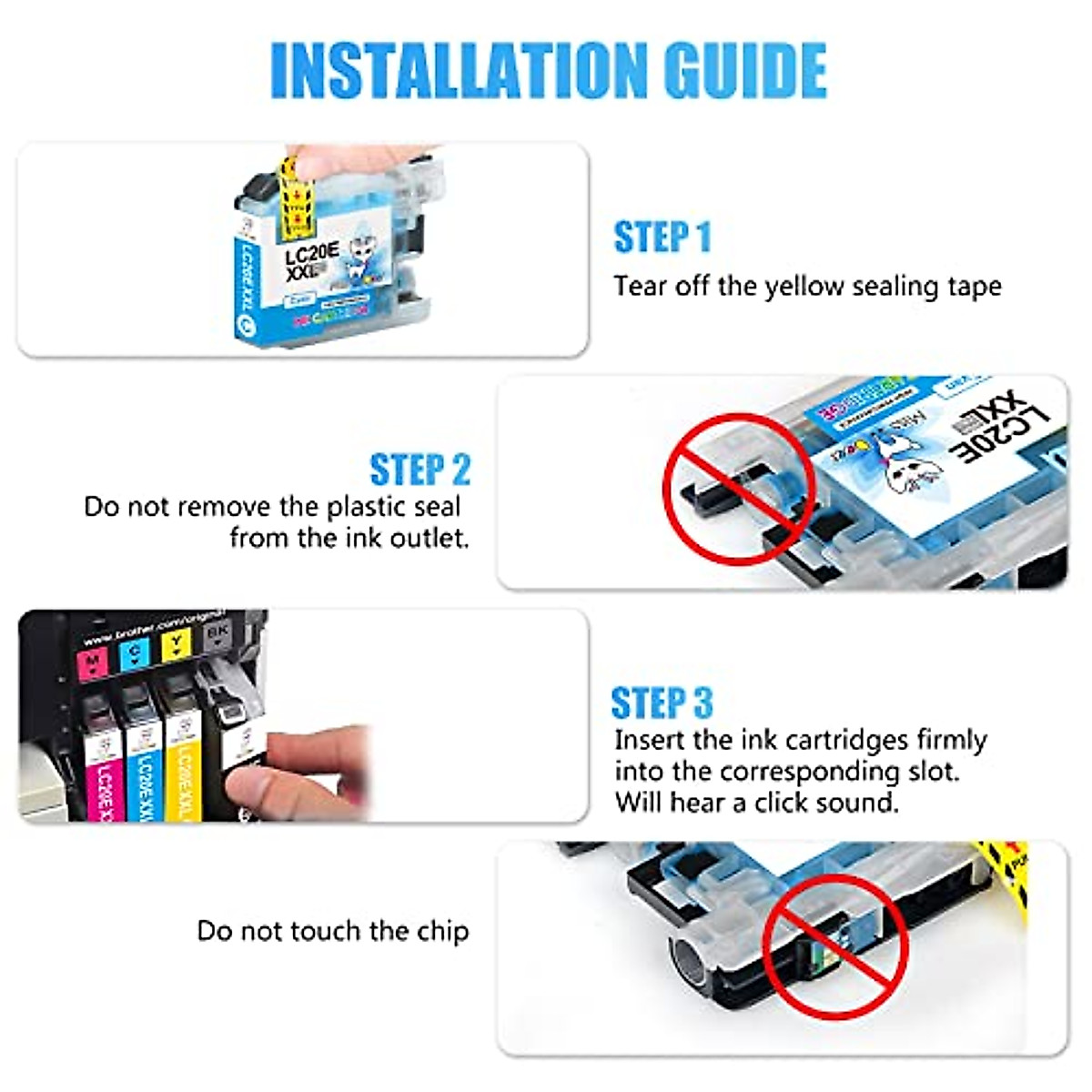 Miss Deer LC20E Super High Yield Compatible Ink Cartridge Replacement for Brother LC20E LC-20E XXL, use with Brother MFC-J985DW J5920DW J775DW J985DWXL Printer (2BK, C, M, Y) 5-Pack