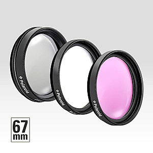 Polaroid Optics 67mm 3-Piece Filter Kit Set [UV,CPL,FLD] includes Nylon Carry Case – Compatible w/ All Popular Camera Lens Models
