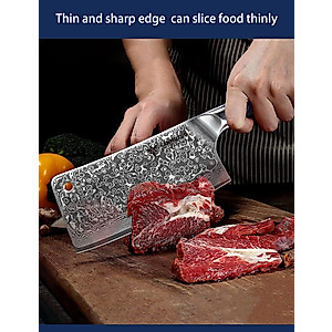 SANMUZUO Chopping Knife - 7 inch Cleaver Knife- Xuan Series - VG10 Damascus Steel Kitchen Knife - Resin Handle (Sapphire Blue)