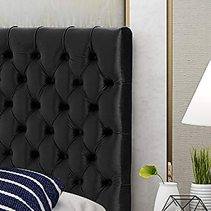 Christopher Knight Home Jezebel Tufted Velvet Headboard, King / Cal King, Black / Black