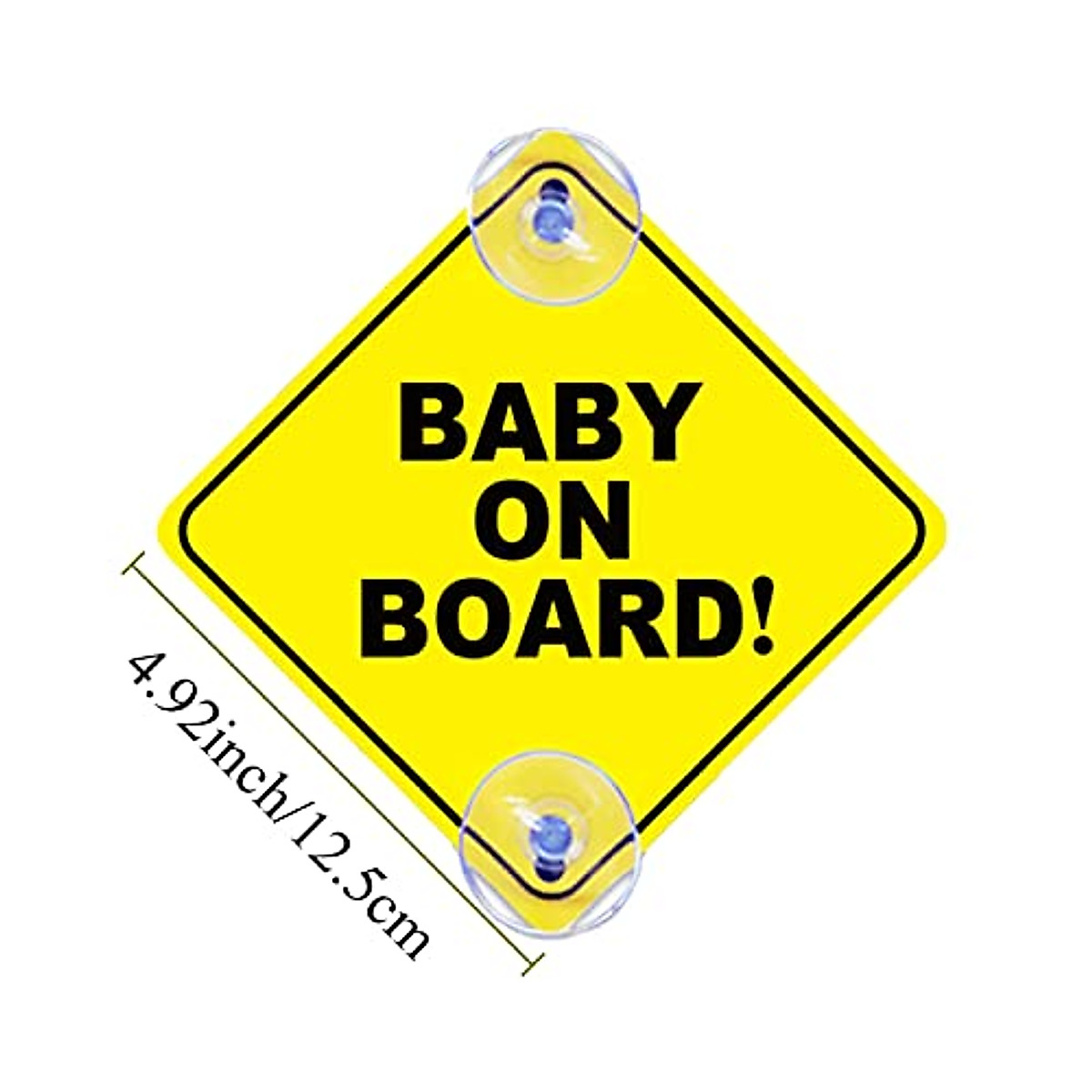 2PCs Baby On Board Signs- Suction Cups - Kids On Board Car Sticker - Waterproof Baby on Board Car Accessories Sign- Car Signs Baby On Board for Car Window Bumper Stickers