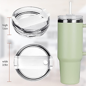 AUAUY 2 PCS Tumbler Lids with 2PCS Dust-proof Cloud Straw Covers for Stanley Quencher H2.0 40 oz and Stanley Adventure Quencher 40 oz, Leak Proof Replacement Lids, White Lids for Tumblers