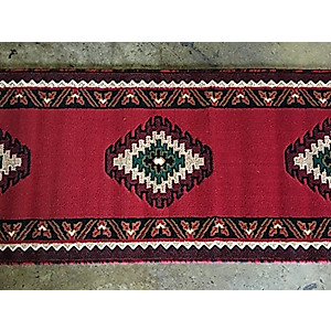 South West Native American Runner Area Rug Red Design D143 (2ft.x7ft.)