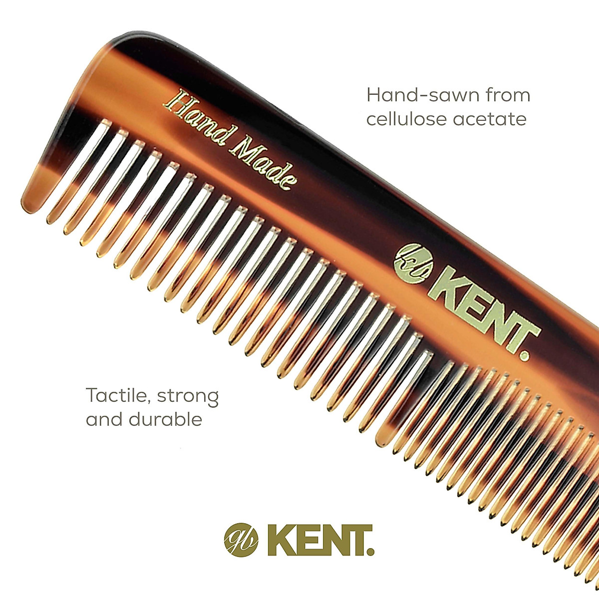 Kent A OT Double Tooth Hair Pocket Comb, Small Fine / Wide Tooth Comb For Hair, Beard and Mustache, Coarse / Fine Hair Grooming Comb for Men, Women and Kids. Saw Cut Hand Polished. Handmade in England