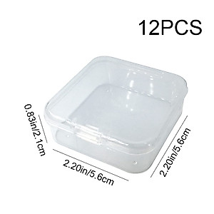OHAOLYLE 12 Pack Mini Beads Plastic Storage Container Box Case with Flip-Up Lid Small Clear Square Box for Collecting Small Items Jewelry Crafts Game Pieces(2.2 * 2.2 * 0.8in)