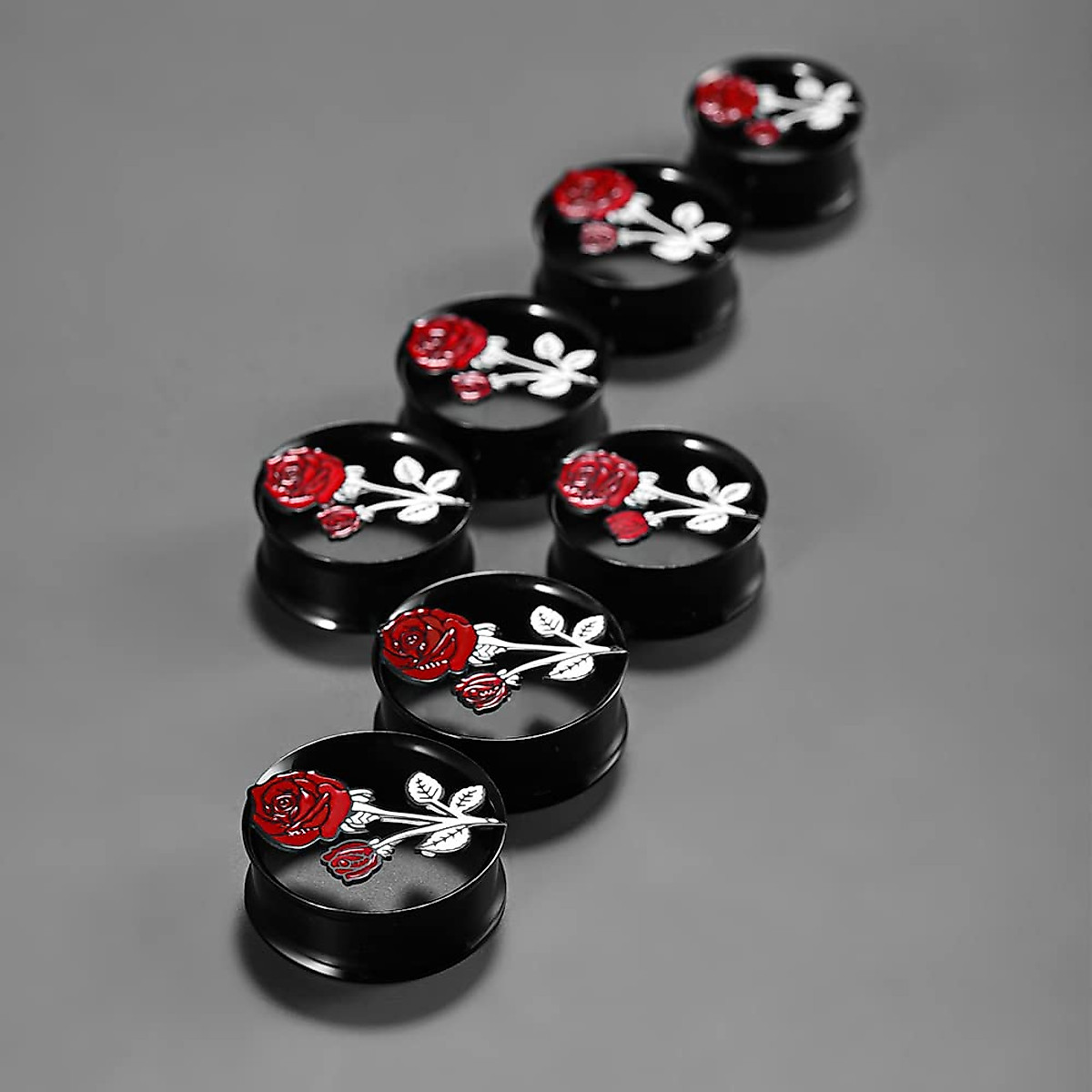 COOEAR Double Flared Gauges for Ears Rose Gold Logo Plugs and Tunnels Can't Screw Piercing Expander Stretchers Jewelry 00g to 1 Inch.