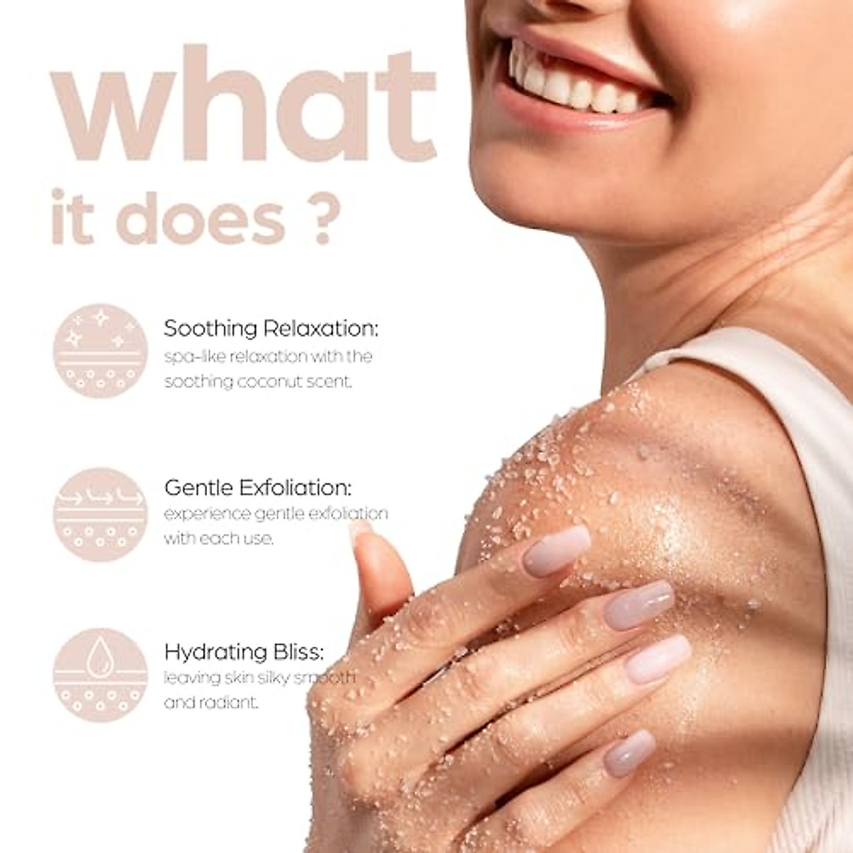 Coconut Milk Body Scrub - Moisturizing Almond Oil, Saffron Stem Cell &amp; Nourishing Body Oils -Exfoliating Salt Scrub For Body - Win Against Aging, Acne, Eczema, Psoriasis &amp; Dead Skin Scars- 10 oz