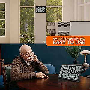 BAYGA Atomic Clock, Easy to Read, Adjusts Time Automatically, High Precision Temperature Humidity Meter