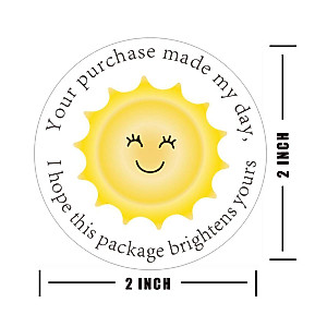 YOUOK Thank You Business Stickers - Round Yellow Sunshine Smile Face Gift Wrap Stickers for Shopping Bags/Packages/mailing Boxes, Shipping Stickers - 2 Inch 500 Total Labels