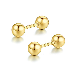 4mm Barbell Earrings 925 Sterling Silver Short Gold Cartilage Stud Rook Daith Helix Piercing Sleeper Earrings for Men Women