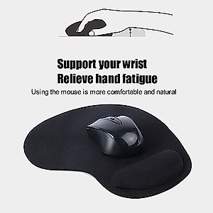 Ergonomic Computer Mouse Pad with Wrist Rest Support, Gaming Mouse Pad Non-Slip Base for Home Office Working Studying(Black)