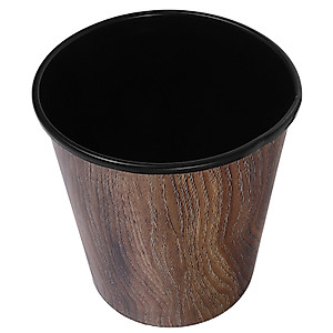 VILLCASE Vintage Wood Grain Plastic Trash Can Round Wastebasket 7l Garbage Can Trash Bin Farmhouse Garbage Bin Container for Under Desk Kitchen Bedroom Hotel or Kids Room