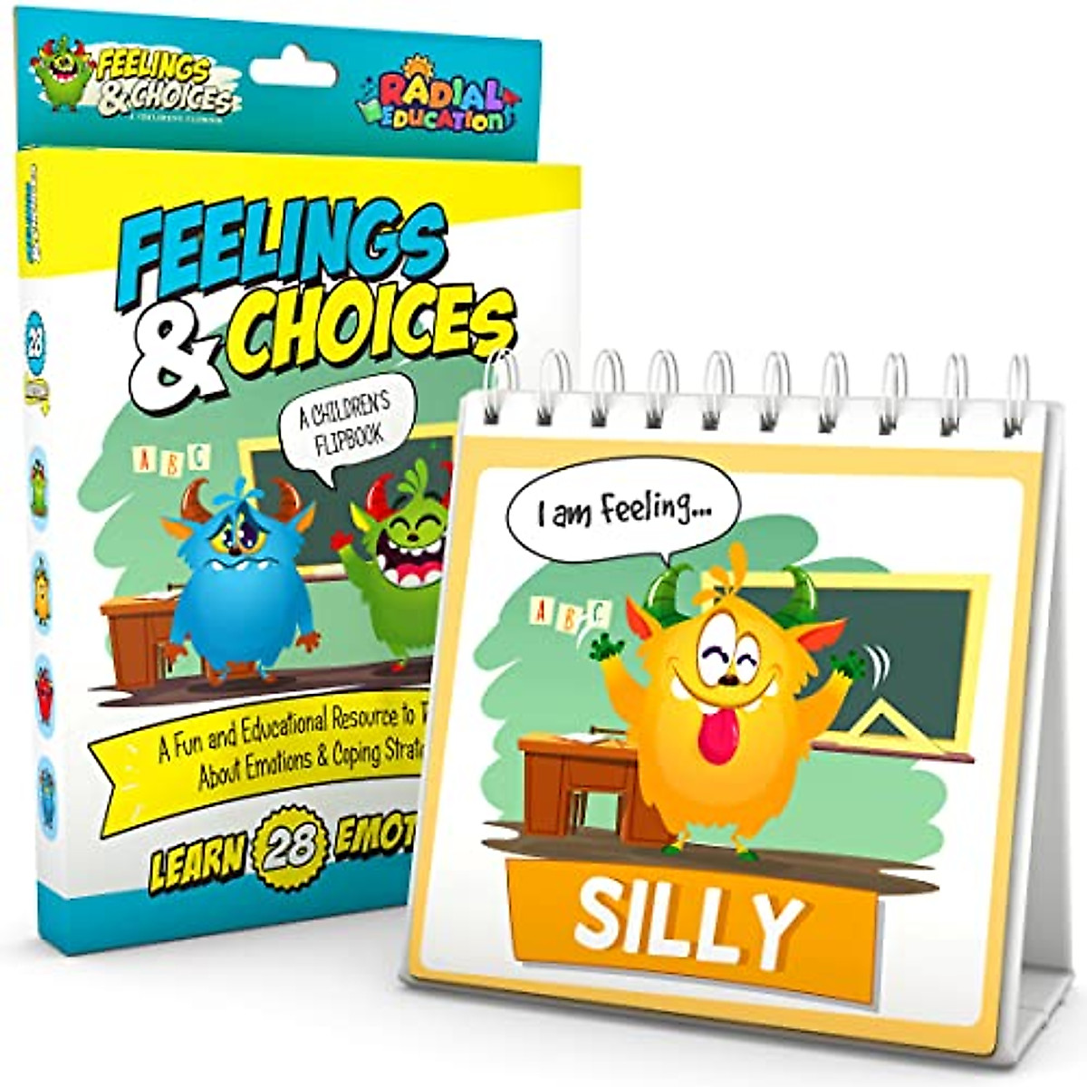 Feelings & Choices Flip Book | Teach 28 Emotions to Kids & Toddlers | Early Learning Feelings Chart & Book Flash Card Alternative | ASD Friendly Teaching Toy | Parents Teachers & Therapist