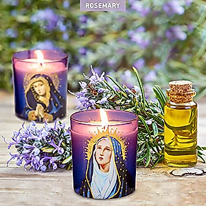 Petristrike Prayer Candles, Devotional Candles, Virgin of Mary Saints Religions Decoration, Rosemary Scented Votive Candles for Prayer Altar, Mantle, Church - Set of 3