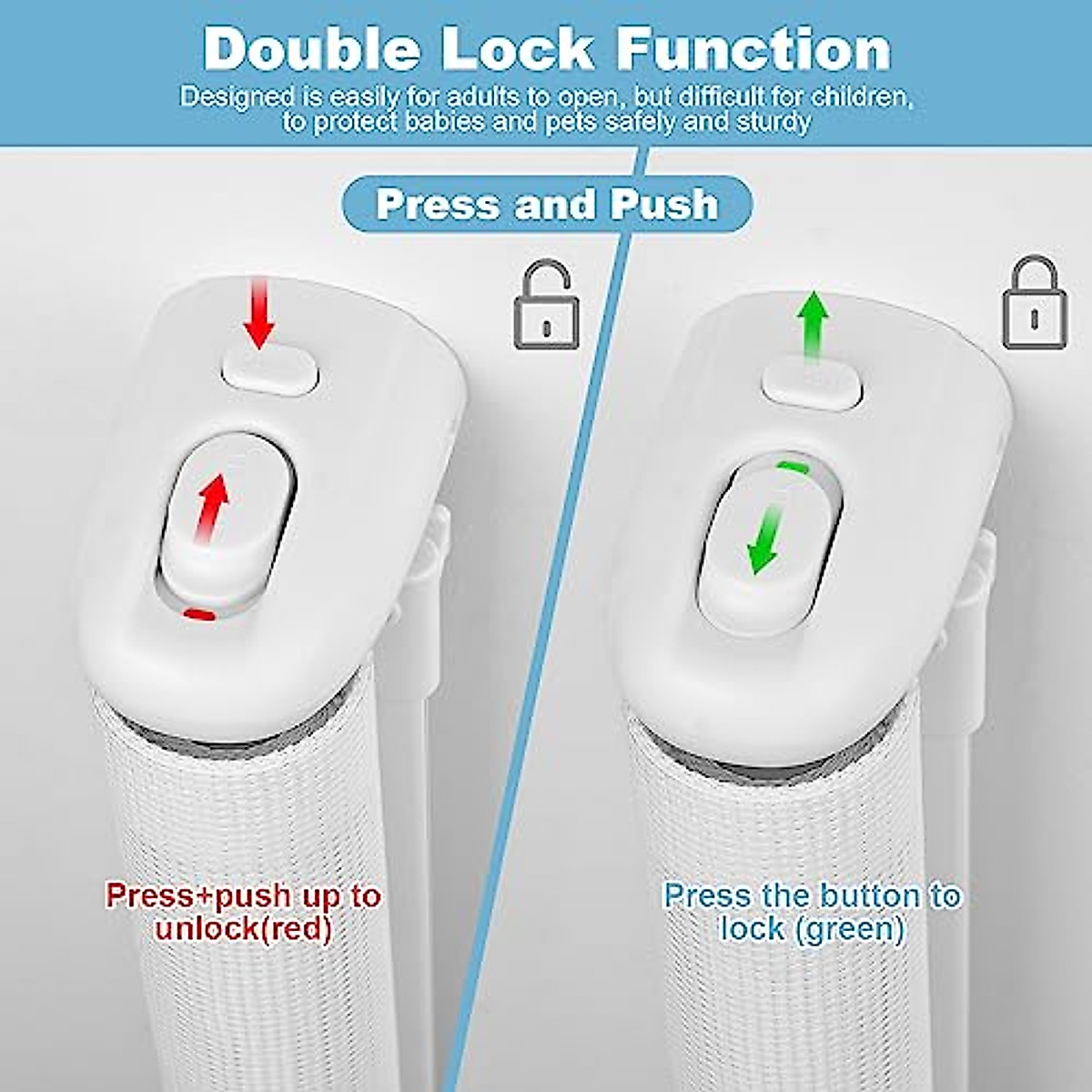 ERARROW Extra Wide Retractable Baby Gates,118 Inch Extra Wide Baby Gates for Large Opening,34”Tall Extra Long Dog Gates Safety Gates for Stairs, Indoor, Outdoor, Doorways, Hallways