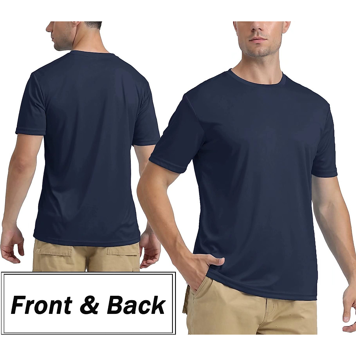 BIYLACLESEN Men's Hiking Shirts Short Shirts UPF 50+ Sun Protection Shirts Dry Fit Moisture Wicking T-Shirts for Men Workout,Travel,Camping Navy