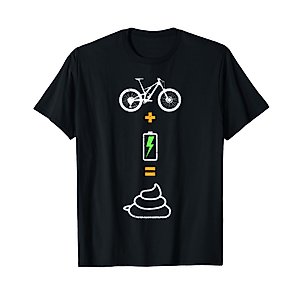 Anti e-bike, no motor, no battery, bicycle plus battery T-Shirt