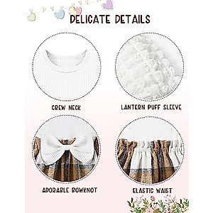 Qaoerde Baby Girl Dresses 12-18 Months Baby Girl Dress Puff Sleeve Brown Plaid Dress Baby Girls' Dresses Baby Dresses 12-18 Months Baby Girl Fall Dress Baby Girl Winter Dress Thanksgiving Outfit