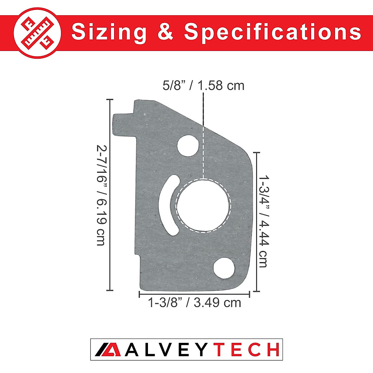 AlveyTech Replacement Multi-Use Gasket - Carburetor, Air Cleaner, and Filter Inlet New Parts for Baja, TaoTao, Coleman, Motovox, and Mototec Mini Bike/Go-Kart/Quad