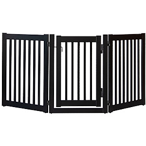 Highlander Series Solid Wood Pet Gates are Handcrafted by Amish Craftsman - 32" High - 3 Panel Walk Through - Black