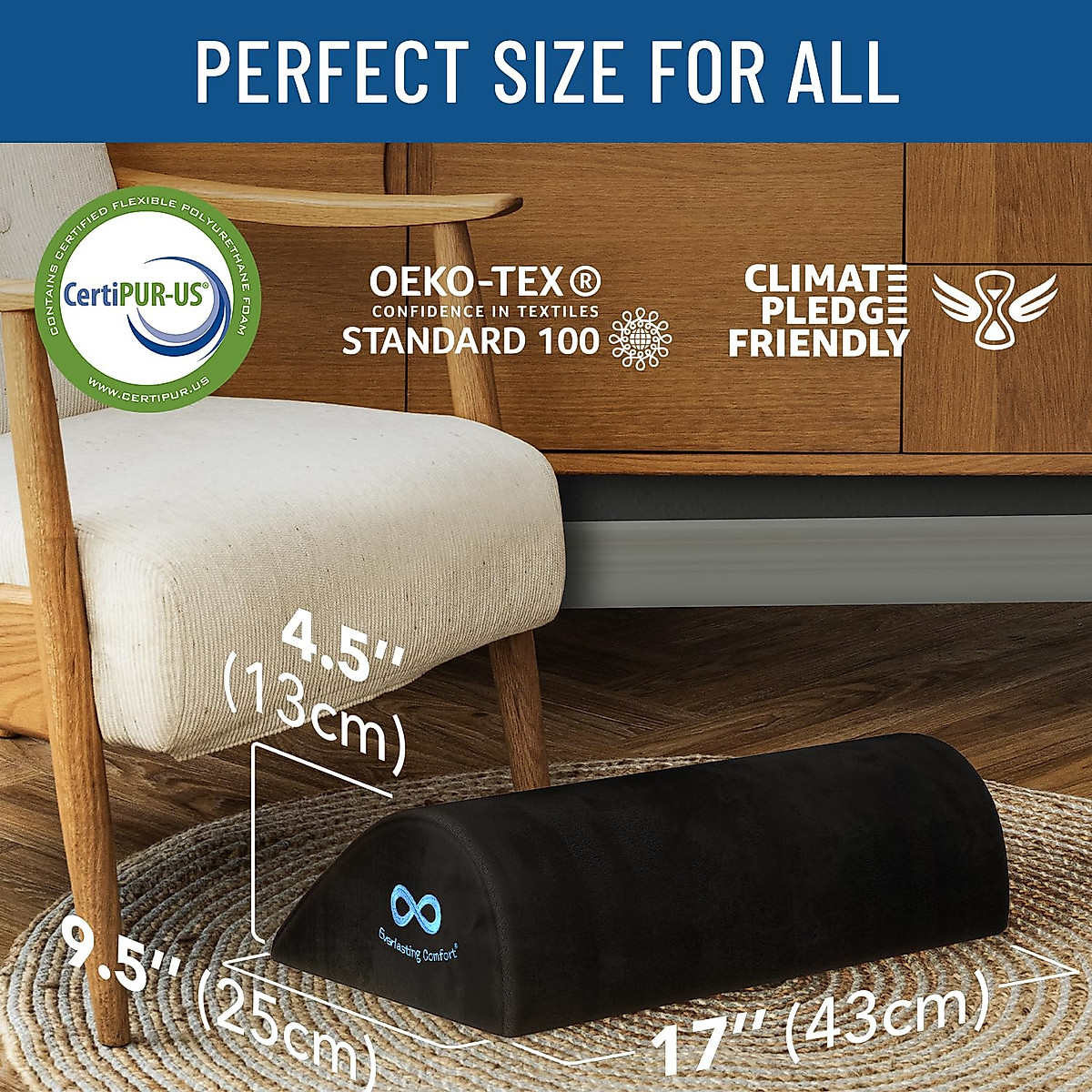 Everlasting Comfort Foot Rest for Under Desk at Work w/Premium ComfortFoam™ - Desk Foot Rest Ergonomic Design for All-Day Support, Pain Relief - Foot Stool Footrest - Home Office, Gaming Accessories