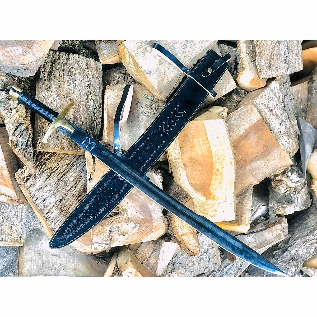 NoonKnives:Ertugrul Series (ErtugrulSword) custom made totally, carbon steel balde handle leather strip