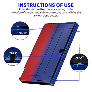 FANPL for Nintendo Switch OLED Case, Dockable Protective Case Cover for Switch OLED and Joy Con Controller (Red & Blue)