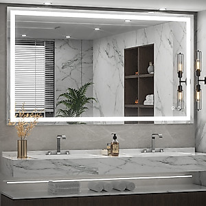 TETOTE 40 x 24 LED Bathroom Mirror LED Mirror Vanity Makeup Mirror Dimmable Anti-Fog Bathroom Lighted Mirror Wall Mounted Bathroom Decor Waterproof